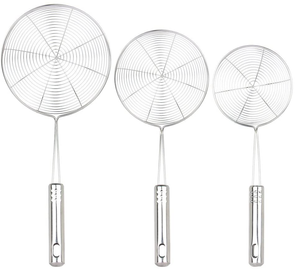 2021 Spider Skimmer Set of 3 Asian Strainer Ladle Stainless Steel Wire ...