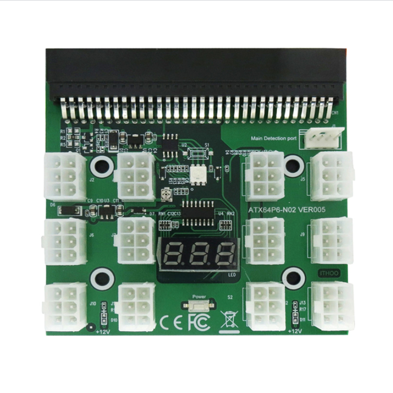 12 Ports 6pin 12V GPU Power Supply PSU Breakout Board Adapter for ...